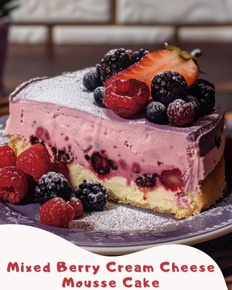 Delightful Mixed Berry Cream Cheese Mousse Cake • Neperos