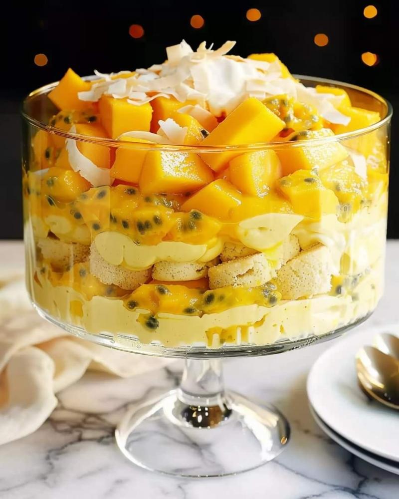 Mango Passionfruit and Custard Trifle 🥭🍍 • Neperos