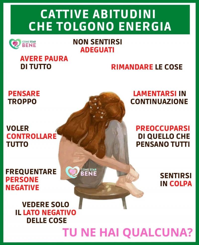 Cattive abitudini che tolgono energia • Neperos